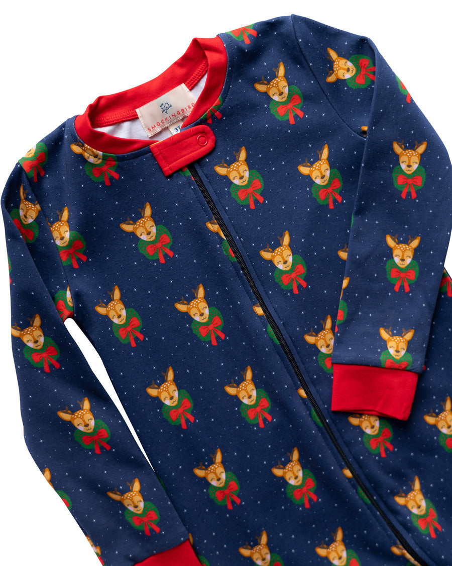 Size 6MO, 24MO & 2T: Dasher Zip Up Pajamas – Bauble Stockings